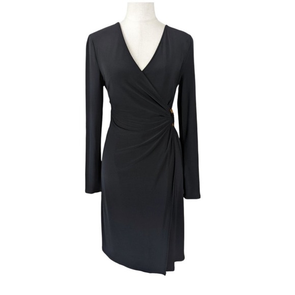 Evan Picone | Dresses | Nwot Evan Picone Black Faux Wrap Sheath Dress ...
